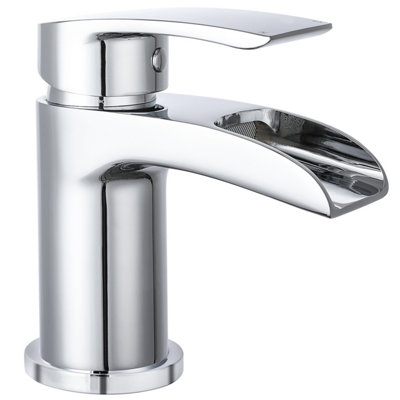 Home Range Chrome Brass Bathroom Curved Waterfall Basin Tap Single ...