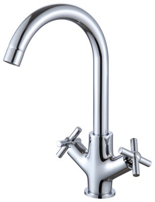 Home Range Chrome Kitchen Mixer Tap Double Handle TELES