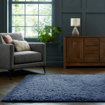 Home Republic Montana Fluffy Rug - Navy
