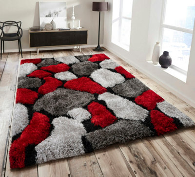 Home Republic Pebbles Shaggy Rug - Red
