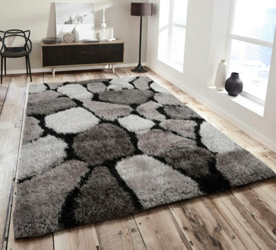 Home Republic Pebbles Shaggy Rug - Silver