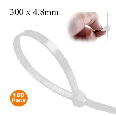 Home.smart 100 x Natural Releasable Cable Ties 300mm x 4.8mm Reusable ...
