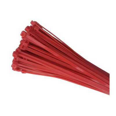 Home.smart 100 x Red Nylon Cable Ties 200 x 4.8mm / Extra Strong Zip ...