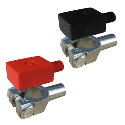 Home.smart 2 x Crimp Battery Terminals 11mm & Positive Negative Covers ...