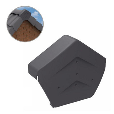 Home.smart Grey Angled Ridge End Cap for Dry Verge Systems, Gable Apex ...