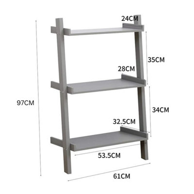 Home Source 3-Tier Ladder Shelf Storage Grey
