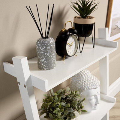 3 tier ladder shelf white store