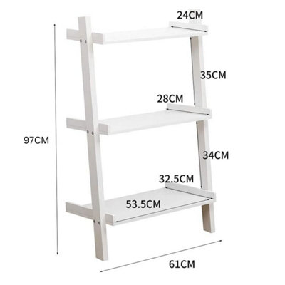 Home Source 3-Tier Ladder Shelf Storage White