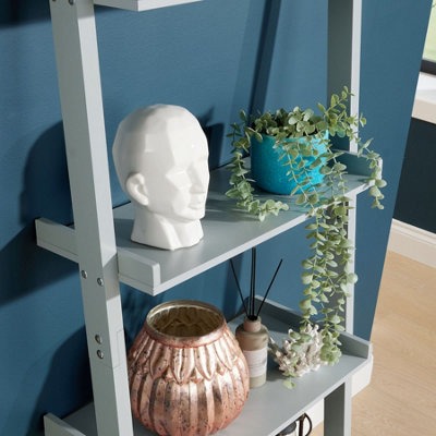 Home Source 4 Tier Ladder Storage Shelf - Grey