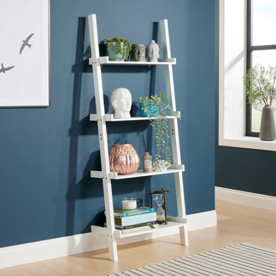 Home Source 4 Tier Ladder Storage Shelf - White