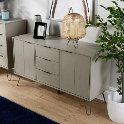 Home Source Acadia 2 Door 3 Drawer Grey Sideboard Storage Unit