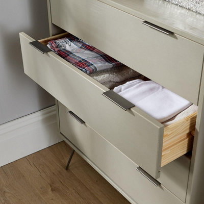 Home Source Acadia Solid Pine Grey 4 Drawer Storage Chest