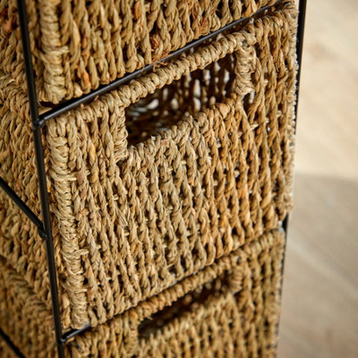 Home Source Ankara Fully Assembled Slim 4 Drawer Wicker Basket Storage ...