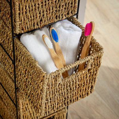 Home Source Ankara Fully Assembled Slim 4 Drawer Wicker Basket Storage ...