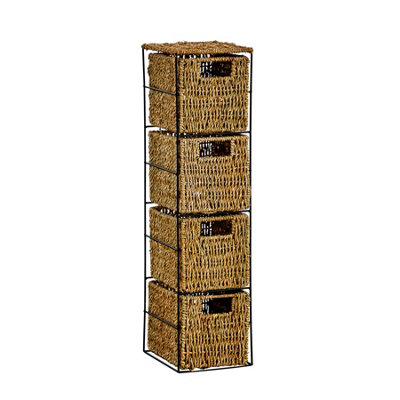 Home Source Ankara Fully Assembled Slim 4 Drawer Wicker Basket Storage ...