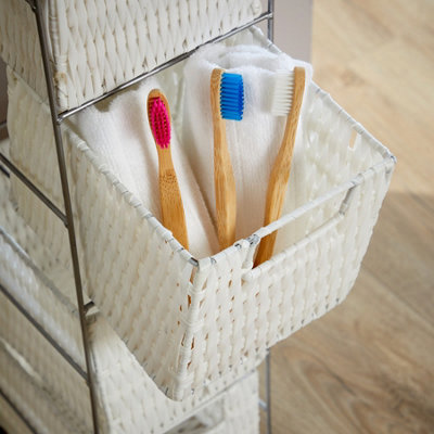 Home Source Ankara Fully Assembled Slim 4 Drawer Wicker Basket Storage ...