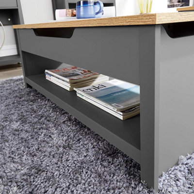 Home Source Avon Hidden Storage Lift Up Coffee Table Graphite