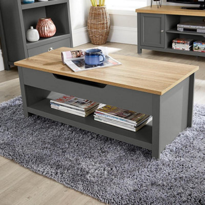 Home Source Avon Hidden Storage Lift Up Coffee Table Graphite
