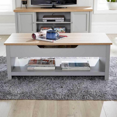 Home Source Avon Hidden Storage Lift Up Coffee Table Grey