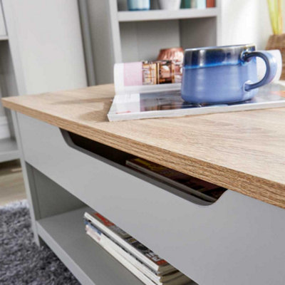 Home Source Avon Hidden Storage Lift Up Coffee Table Grey