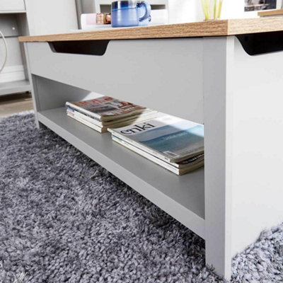 Home Source Avon Hidden Storage Lift Up Coffee Table Grey