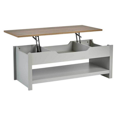 Home Source Avon Hidden Storage Lift Up Coffee Table Grey