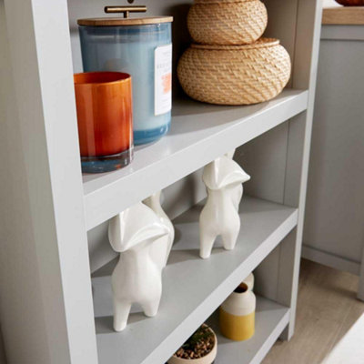 Home Source Avon Low 3 Shelves Bookcase 36mm Thick Top Storage Unit Grey