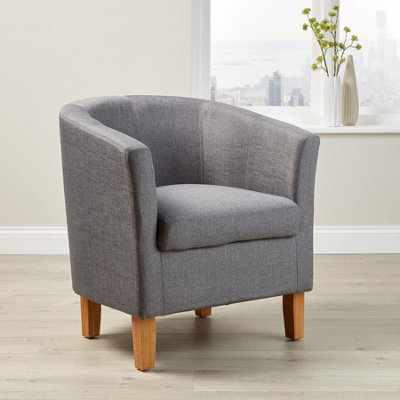 Home Source Bedford Small Padded Tub Accent Occasional Armchair Light Grey