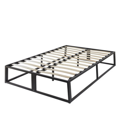 Home Source Black Metal 4FT Small Double Industrial Platform Bed Frame
