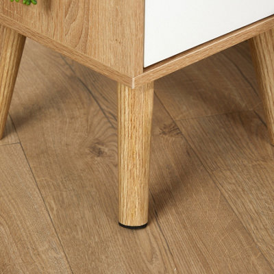 Home Source Boden Pair of 2 Drawer Oak White Bedside Table Storage Units