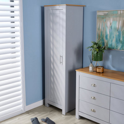 Home Source Camden 1 Door Bedroom Slim Wardrobe Storage Unit Grey