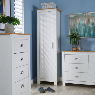 Tall slim white wardrobe store