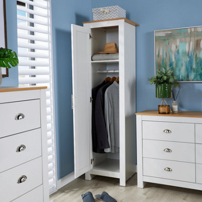Home Source Camden 1 Door Bedroom Slim Wardrobe Storage Unit White