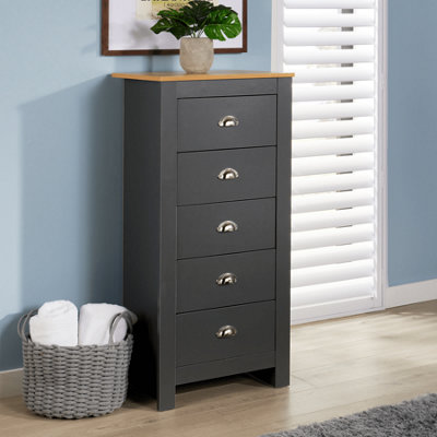 Home Source Camden 5 Drawer Chest Graphite