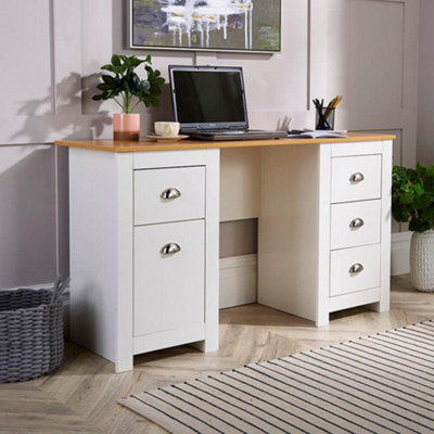 White wood desk with storage store