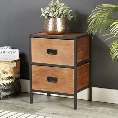 Home Source Caymen 2 Drawer Bedside Table Unit Natural | DIY at B&Q