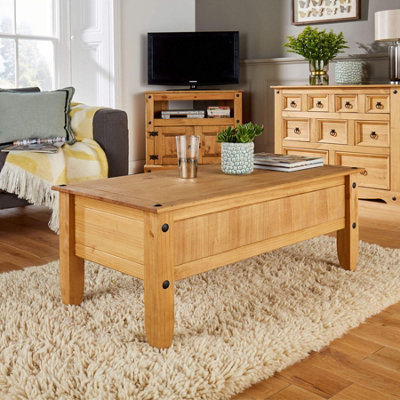 Home Source Corona Coffee Table Natural Wax Pine