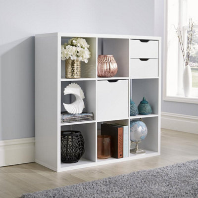 Home Source Cube Plus 9 Storage Unit White