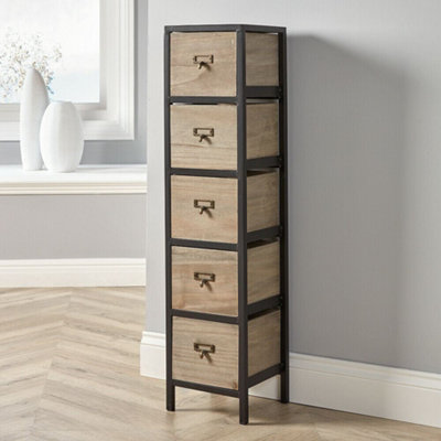 Home Source Derwent Fully Assembled Solid Wood 5 Drawer Chest of ...