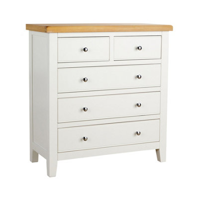 Home Source Easton Fully Assembled Solid Wood with Oak Veneer White 5 ...