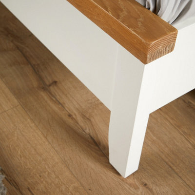 Home Source Easton Solid Wood with Oak Veneer White 4' 6" Double Wooden ...