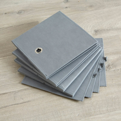 Home Source Fabric Cube Storage Box 4 Pack Grey