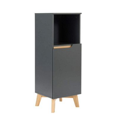 Home Source Florence 1 Door Bathroom Floor Cabinet Storage Unit Grey