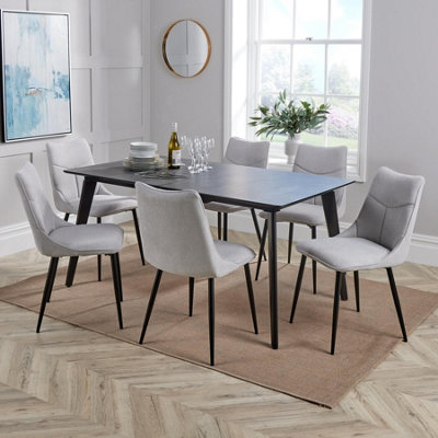 Home Source Florian Extending Dining Table and 6 Odette Padded Chair Set