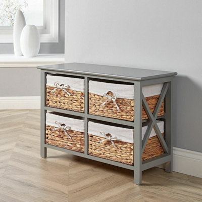 Home Source Fully Assembled 4 Drawer Storage Unit Grey