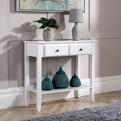 Home Source Garda 2 Drawer Hallway Console Table White | DIY at B&Q
