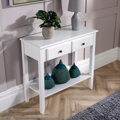 Home Source Garda 2 Drawer Hallway Console Table White | DIY at B&Q