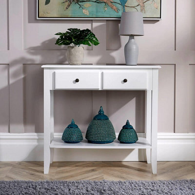 Home Source Garda 2 Drawer Hallway Console Table White | DIY at B&Q