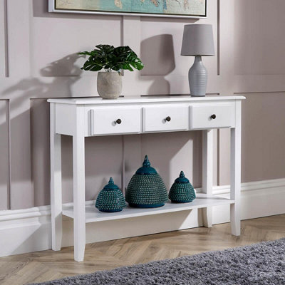 Home Source Garda 3 Drawer Hallway Console Table White