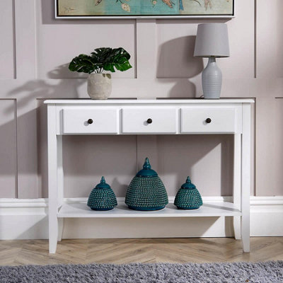 Home Source Garda 3 Drawer Hallway Console Table White